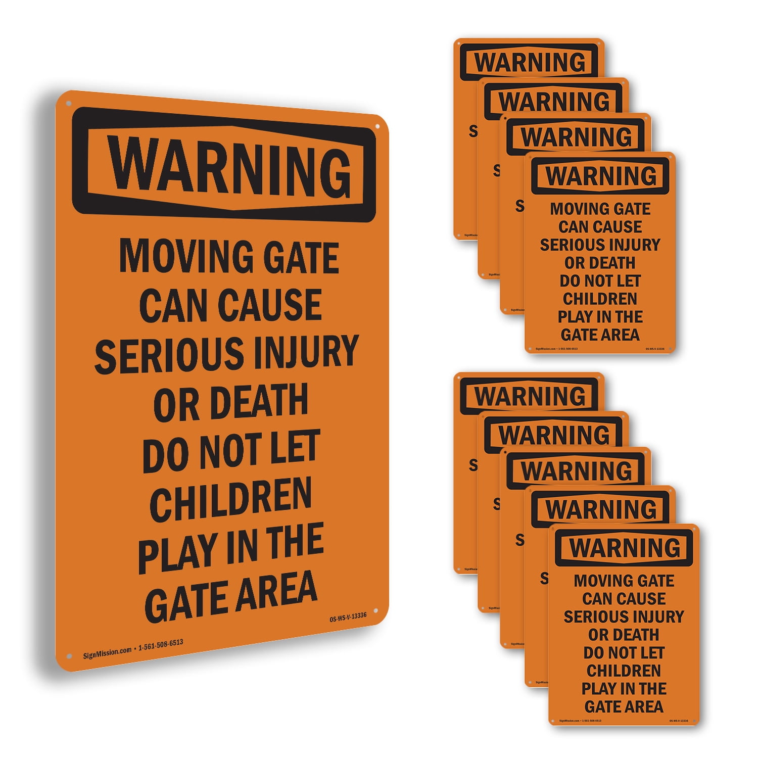 Moving Gate Can Cause Serious OSHA WARNING Rigid Plastic Sign 24 Inch x ...