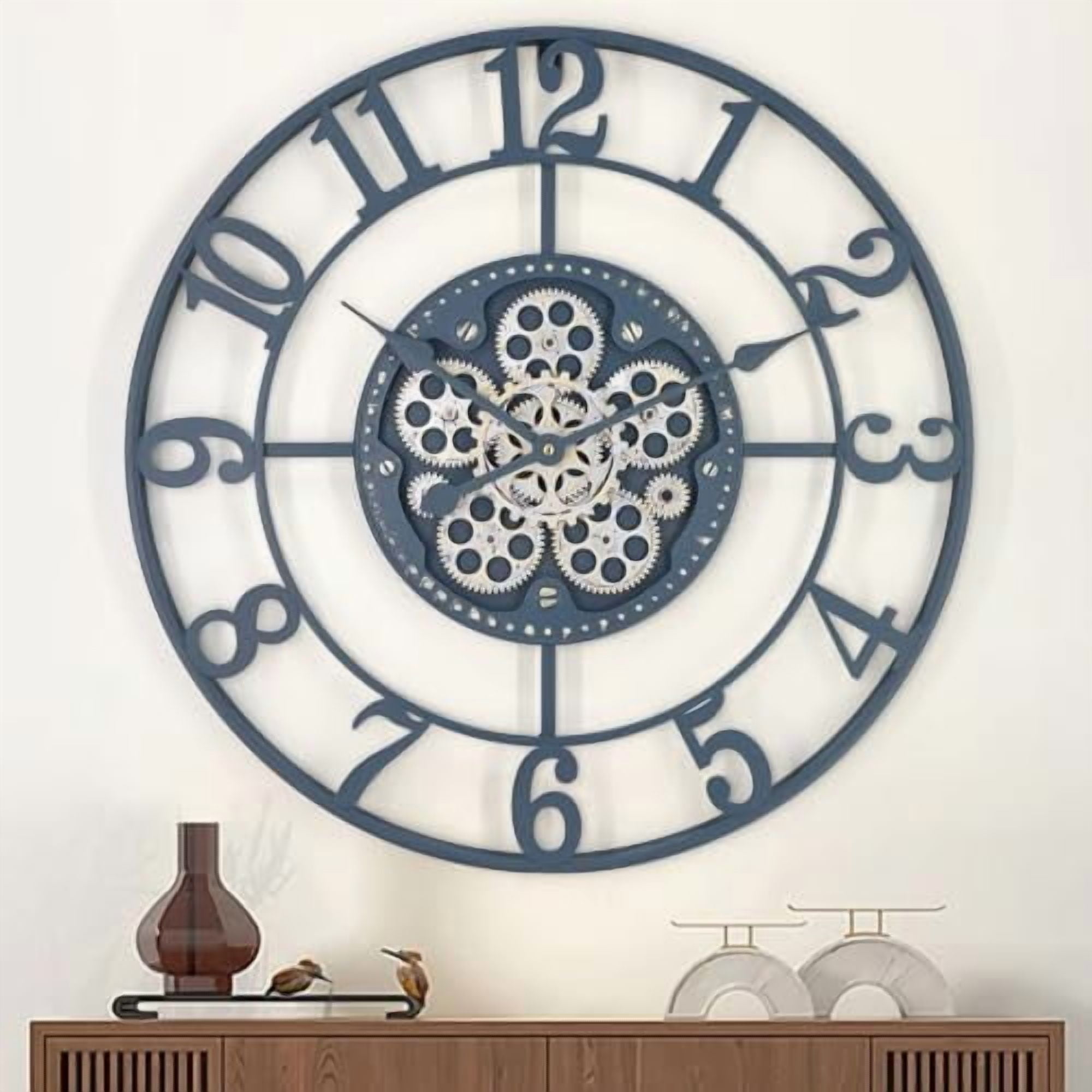 Moving Gear Wall Clock 24 Inch Large Industrial Steampunk Wall Clock ...