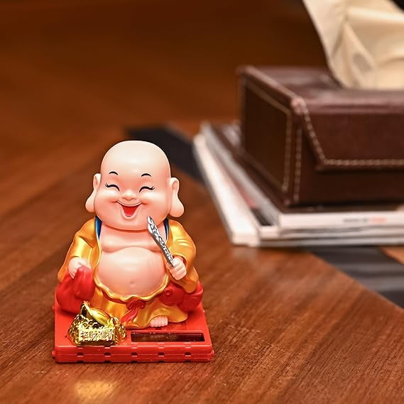 Moving Head & Hand Solar Buddha Monk Holding Money Potli - Feng Shui ...