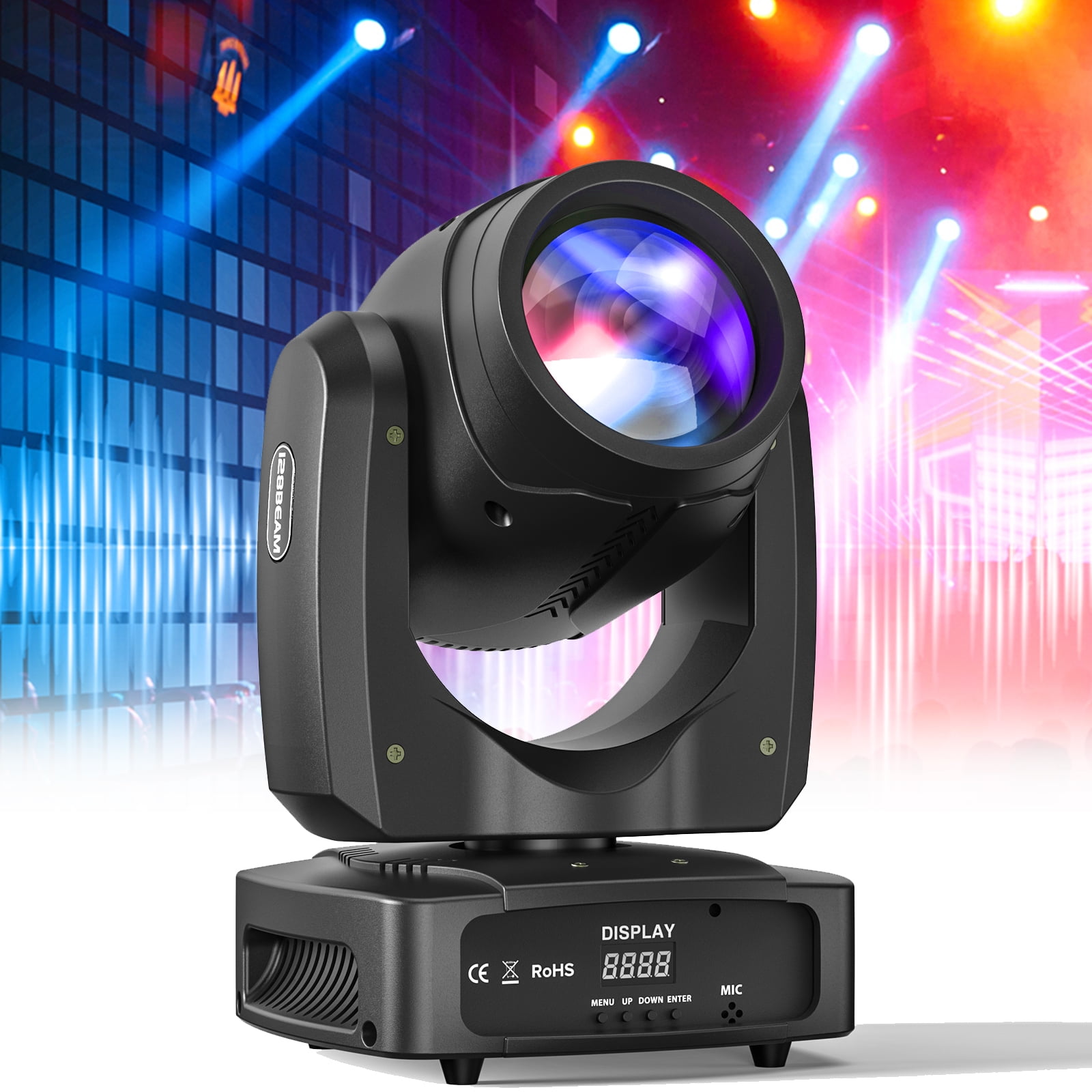 Moving Head Light 18-Facet Rotating Prism Spotlights 7 Rotating Gobos 7 ...