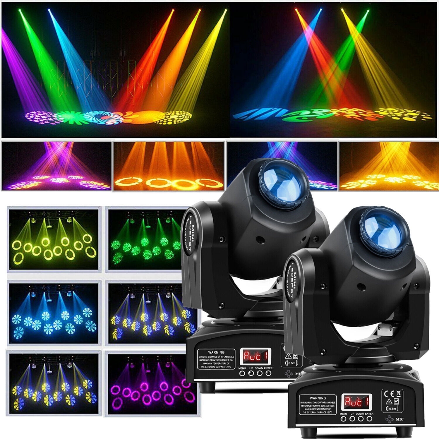 Moving Head Lights 8 Gobos 8 Colors Stage Lights 11 Channels 25W ...