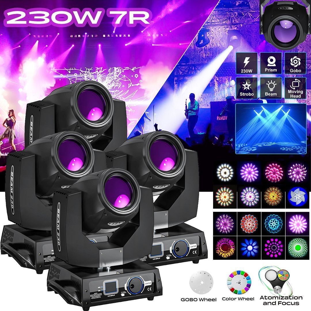 Moving Head Stage Lights 230W 7R 17 Gobos 14 Colors Wash/Beam/Frost ...