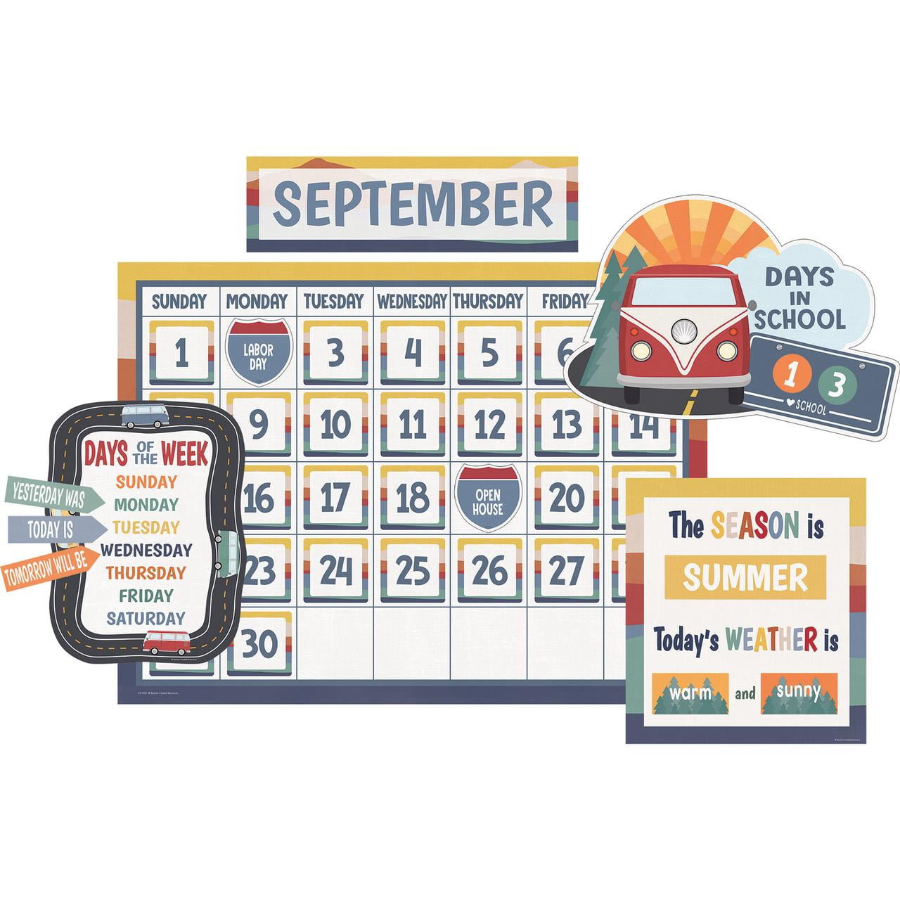 Teacher Created Resources Moving Mountains Road Trip Calendar Bulletin Board Set, 110 Pieces ...