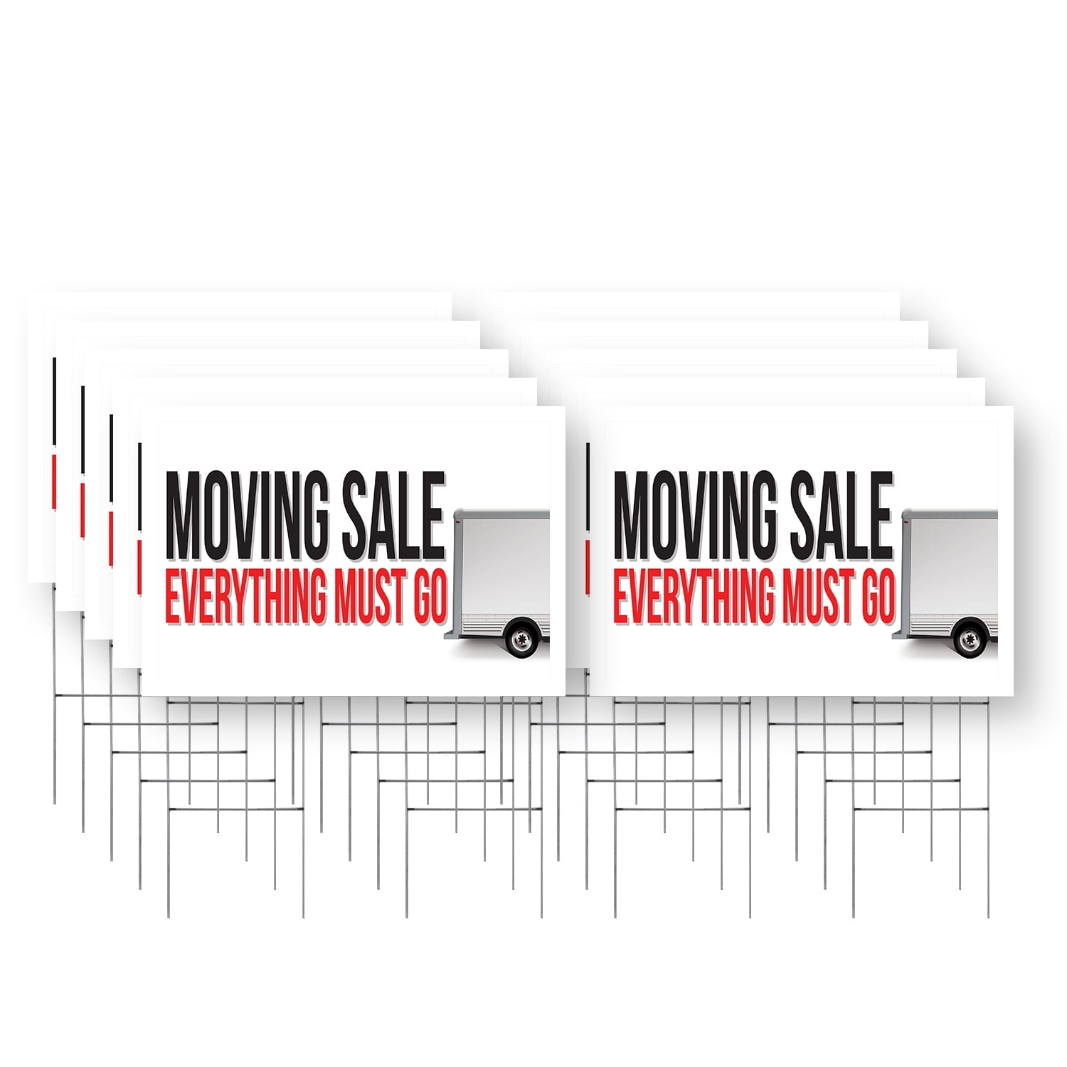 Moving Sale Everything Must Go Yard Sign 10 Pack of 24 Inch x 36 Inch Single Sided Weatherproof ...