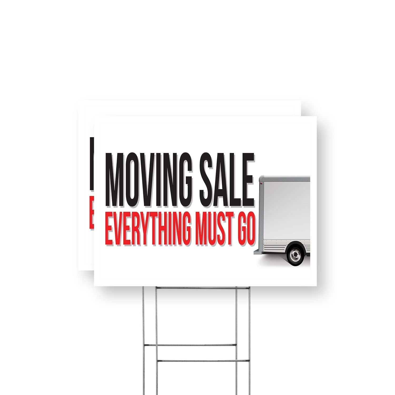 Moving Sale Everything Must Go Yard Sign 2 Pack of 18 Inch x 24 Inch Double Sided Weatherproof ...