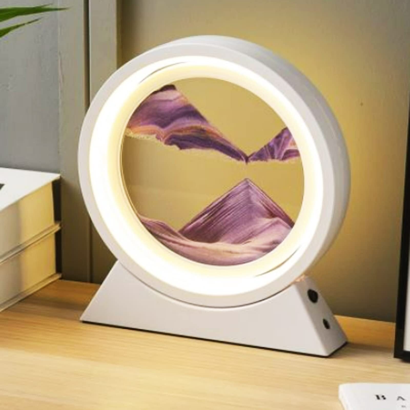 Moving Sand Art Desk Lamp, 360° Rotating Hourglass Deep Sea Sandscape ...
