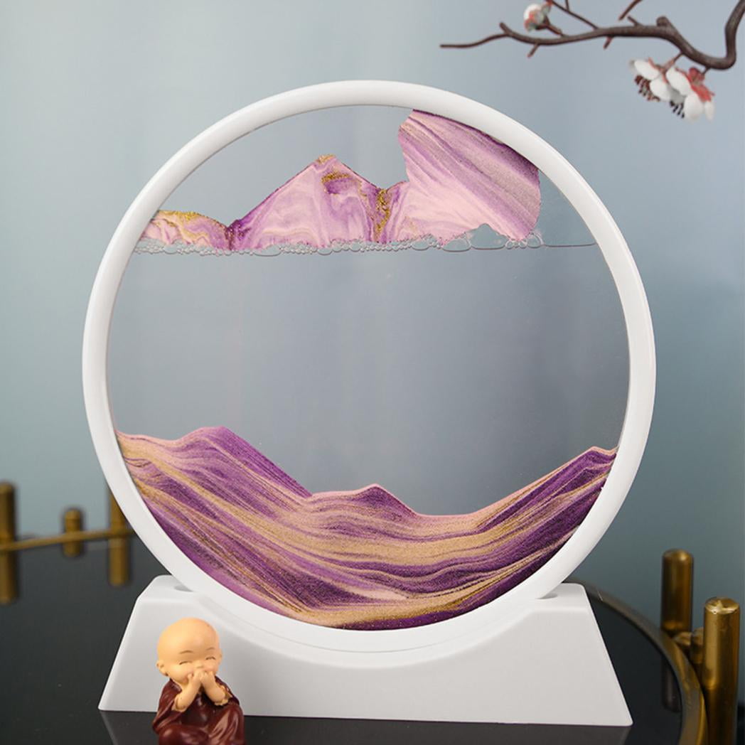 Moving Sand Art Picture in Motion Round Glass 3D Deep Sea Landscape ...
