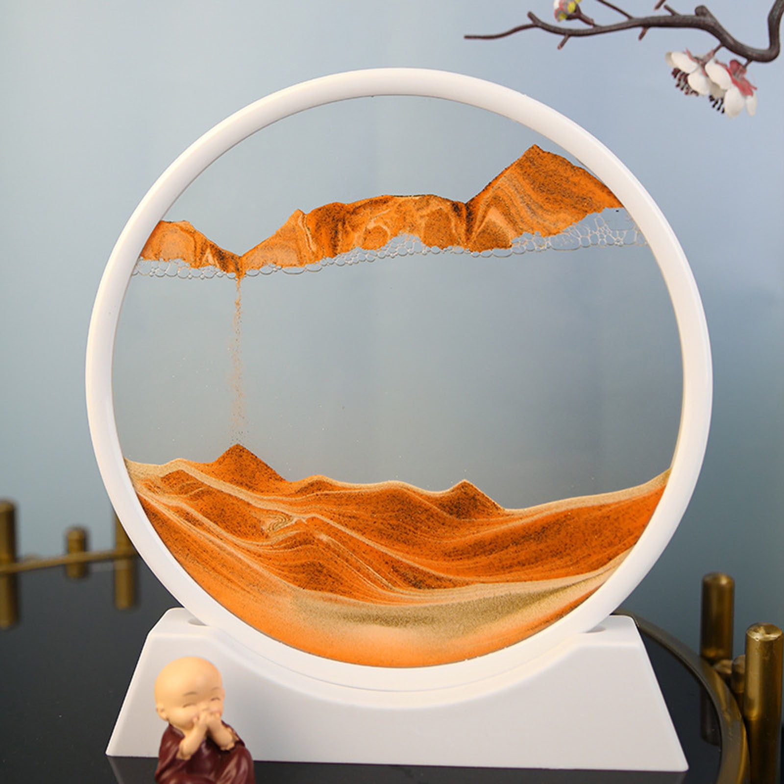 Moving Sand Art Picture in Motion Round Glass 3D Deep Sea Landscape ...