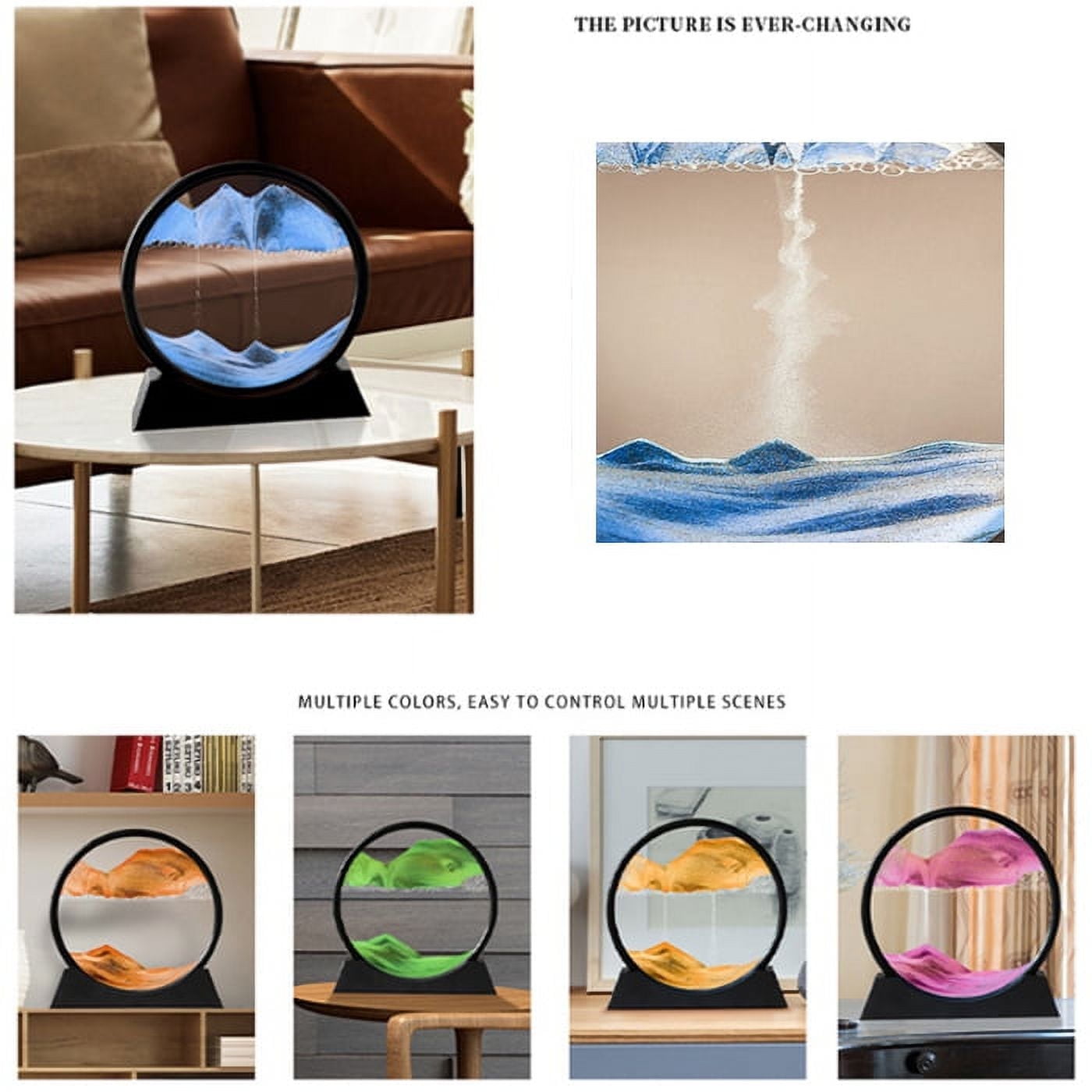 Moving Sand Art Picture Round Glass 3D Deep Sea Sand Scene Desktop ...