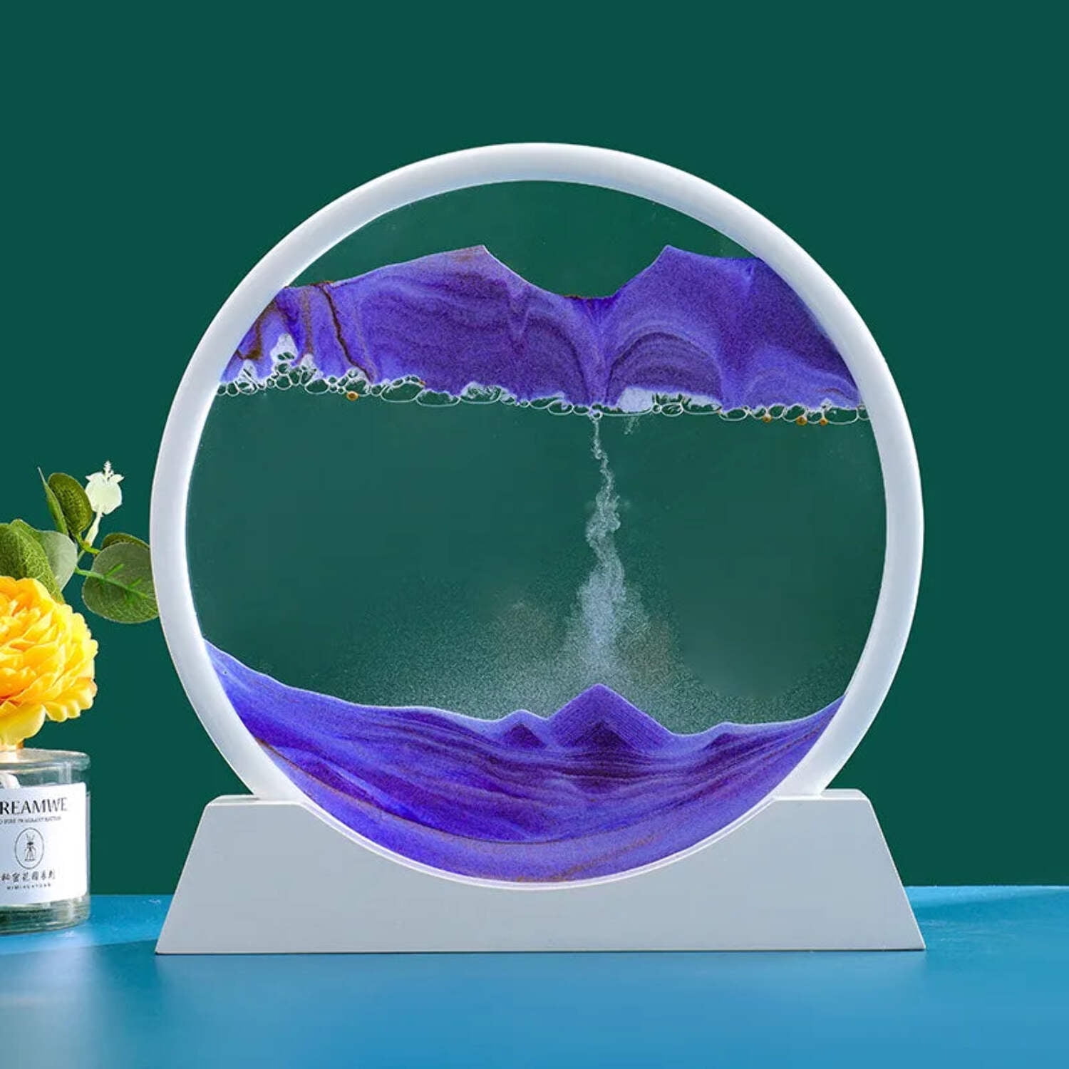 Moving Sand Art Picture Round Glass Deep Sea Sandscape Hourglass ...