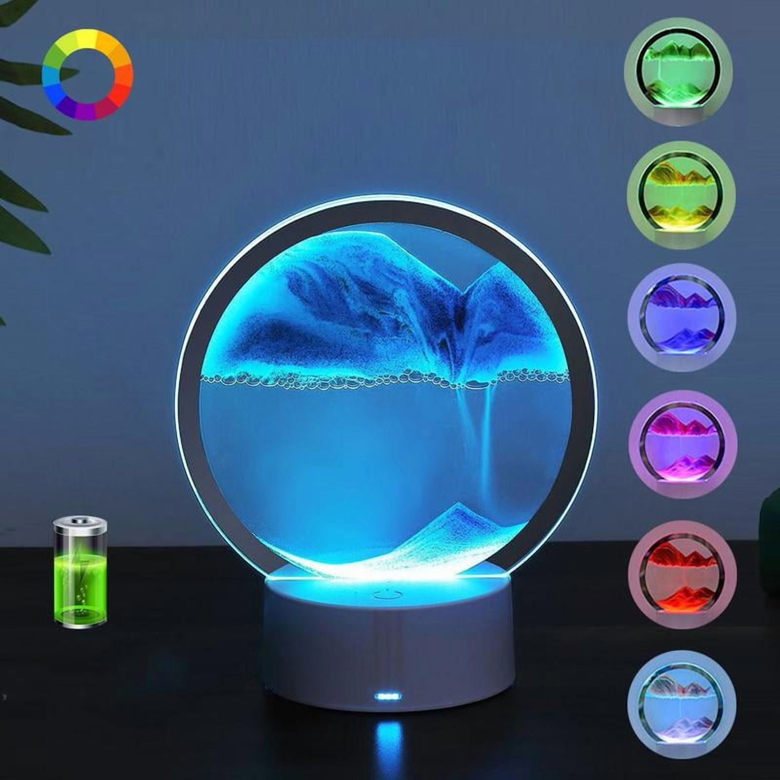 Moving Sand Art Table Lamp, 1 Count USB Powered LED Craft Quicksand ...