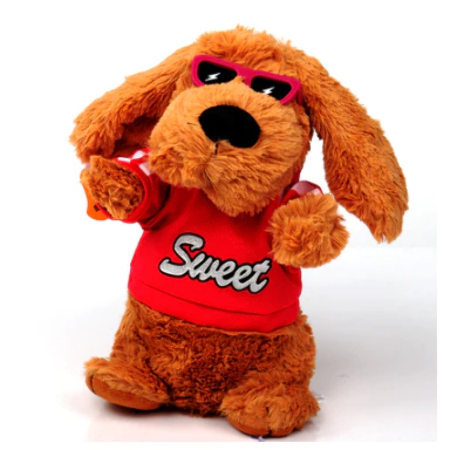 Moving ear glasses puppy electric plush toy dog - Walmart.com