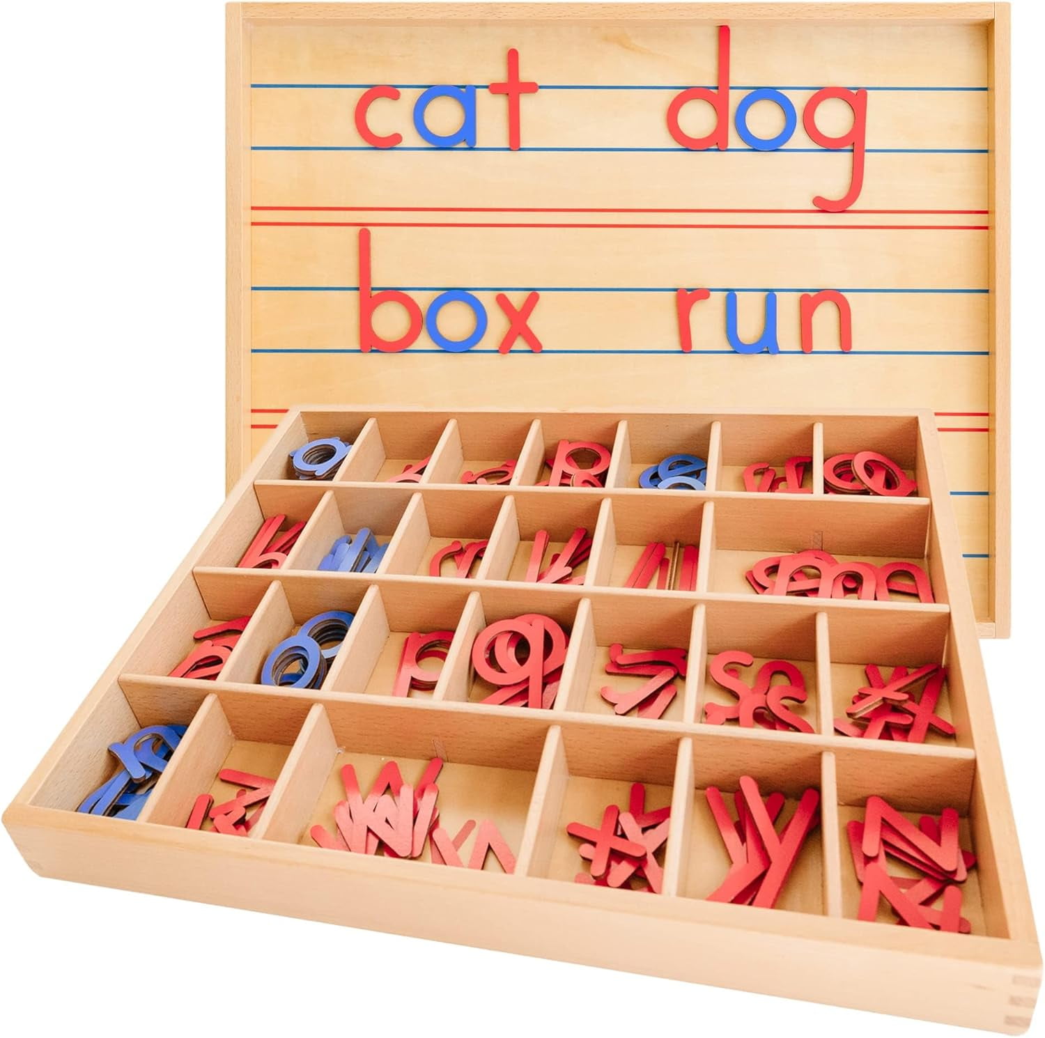 Moving letters Montessori wooden letters - Moving letters with box pads ...
