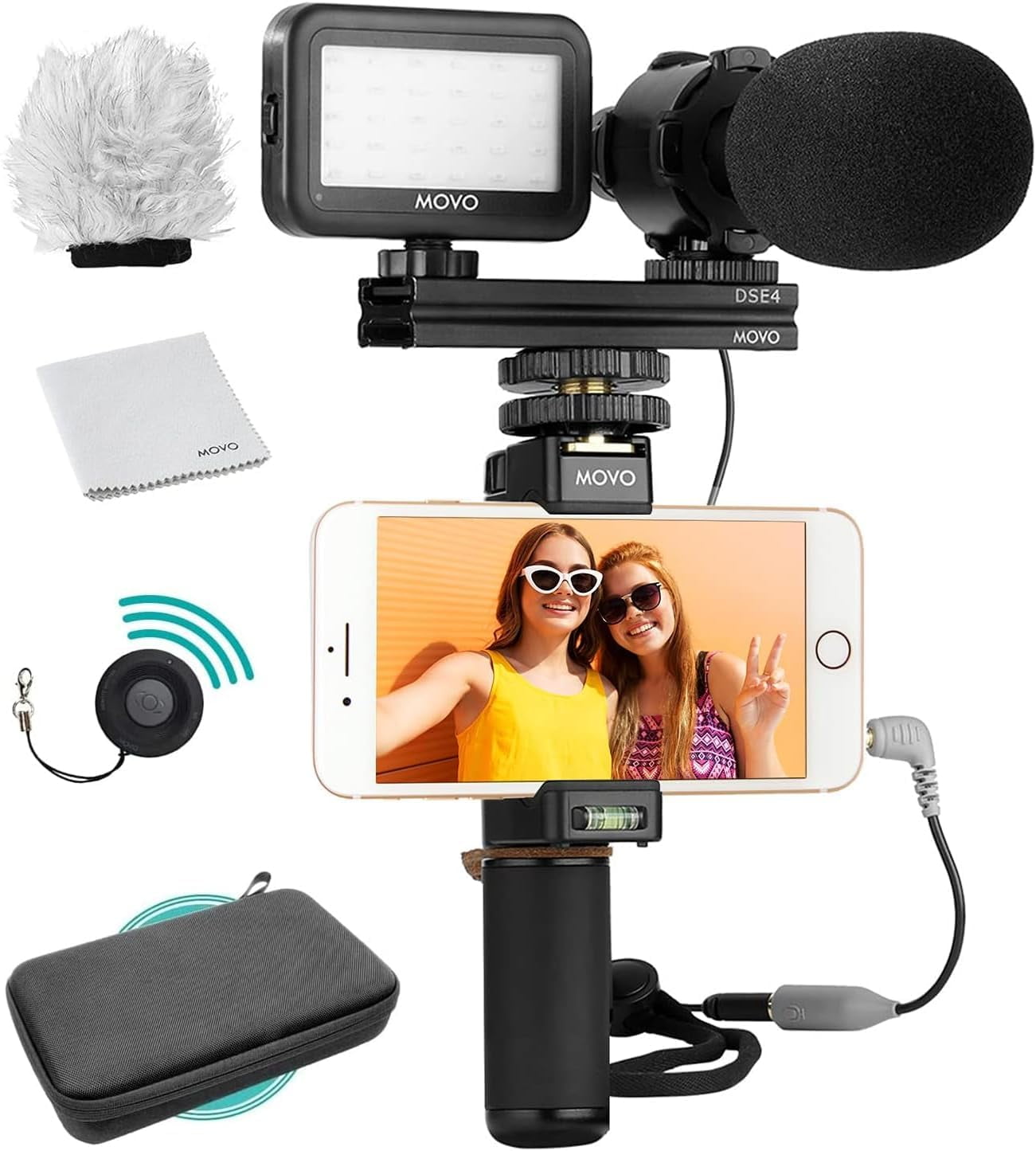 Movo Vlog Kit V7 - YouTube Starter Kit with Grip, Stereo Microphone, Light and Wireless Remote ...