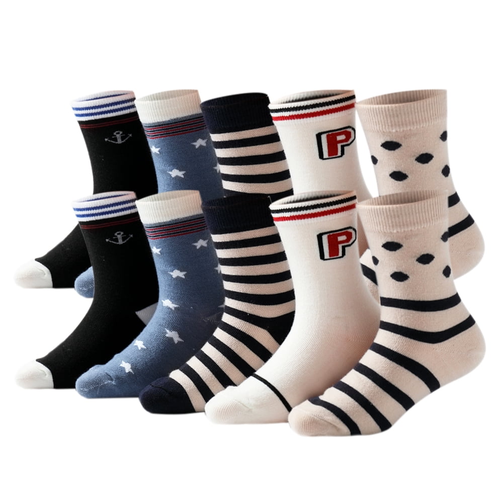 Movsou Toddler Soft Socks - 5 Pairs Kids Crew Socks for Ages 4-6 ...