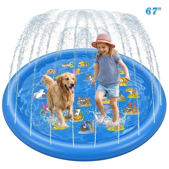 "Movsou 67"" Pink Sprinkler Splash Pad: Summer Fun Water Play Mat for ...
