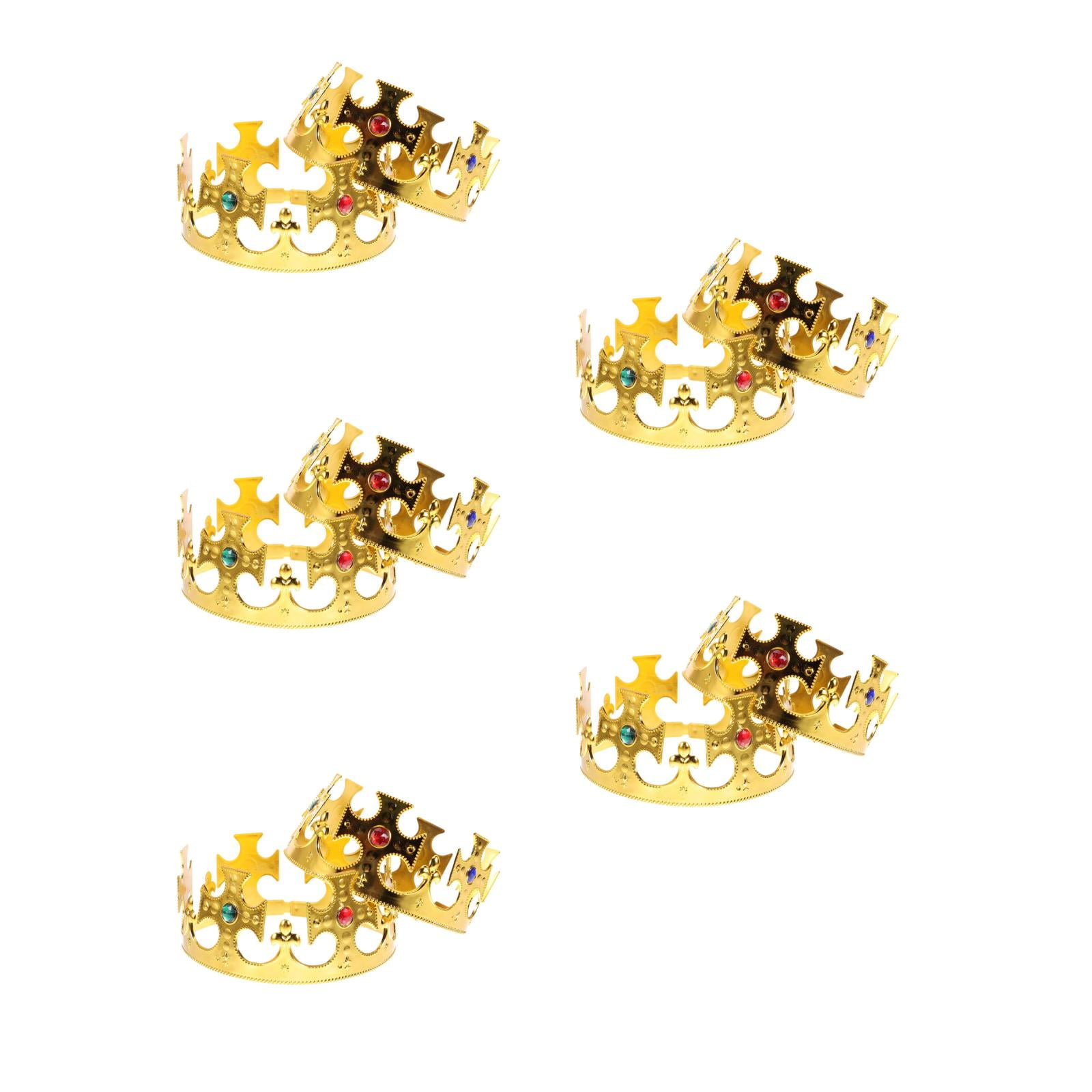 Movtotop 10pcs Halloween Party Golden King Crown Plastic Plating Queen ...