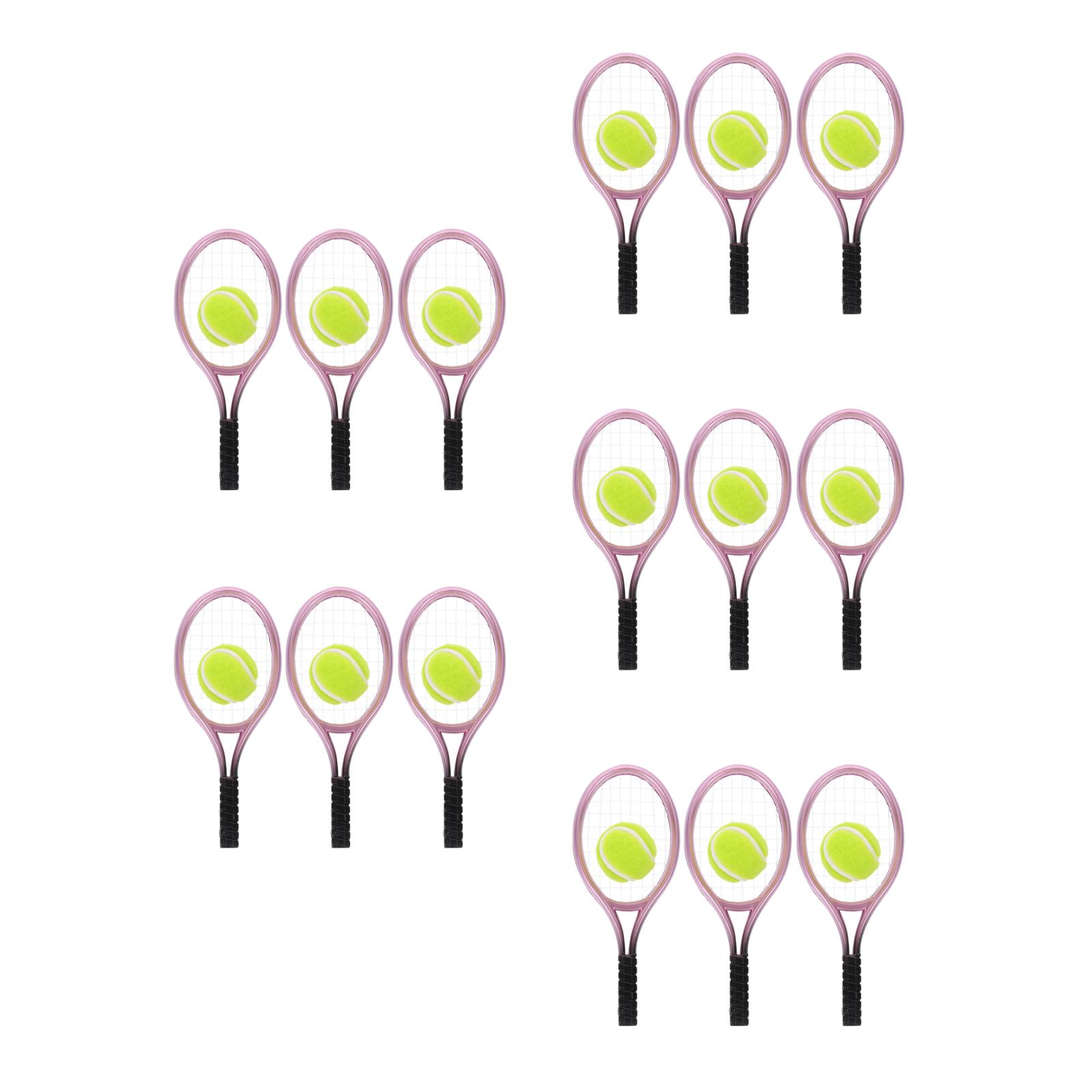 Movtotop 15 Sets Mini House Tennis Set Miniature Tennis Racket Mini ...
