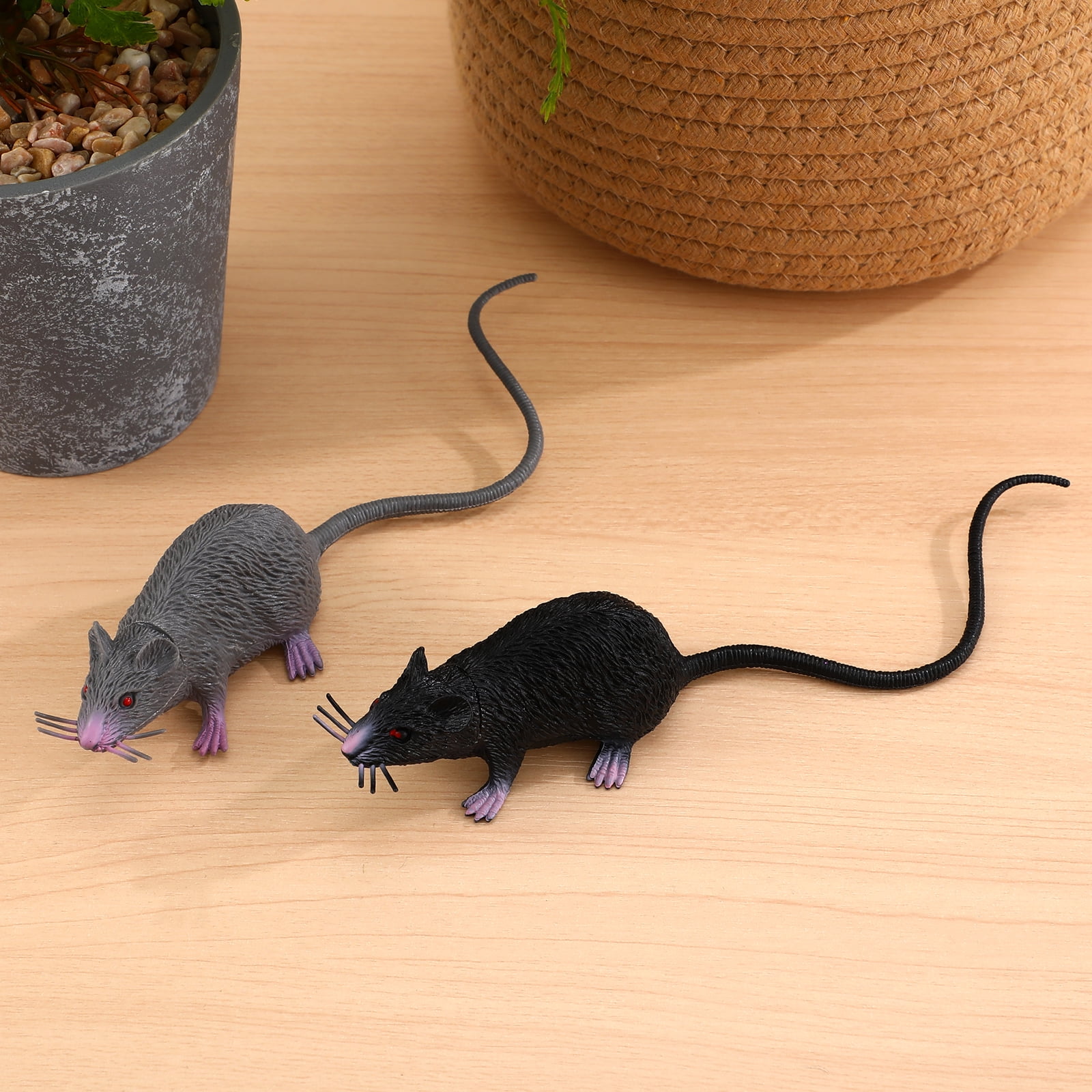 Movtotop 2 Pcs Realistic Mice Toys Lifelike Mice Creepy Toys Spooky ...
