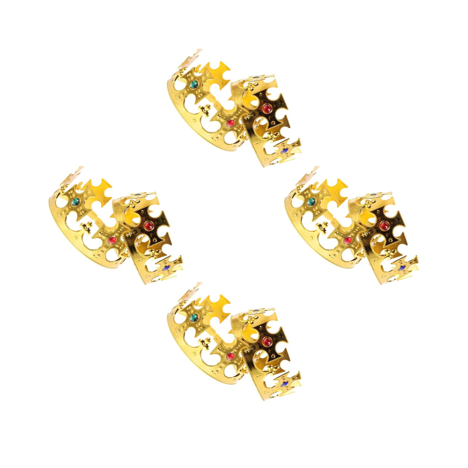 Movtotop 8pcs Halloween Party Golden King Crown Plastic Plating Queen ...