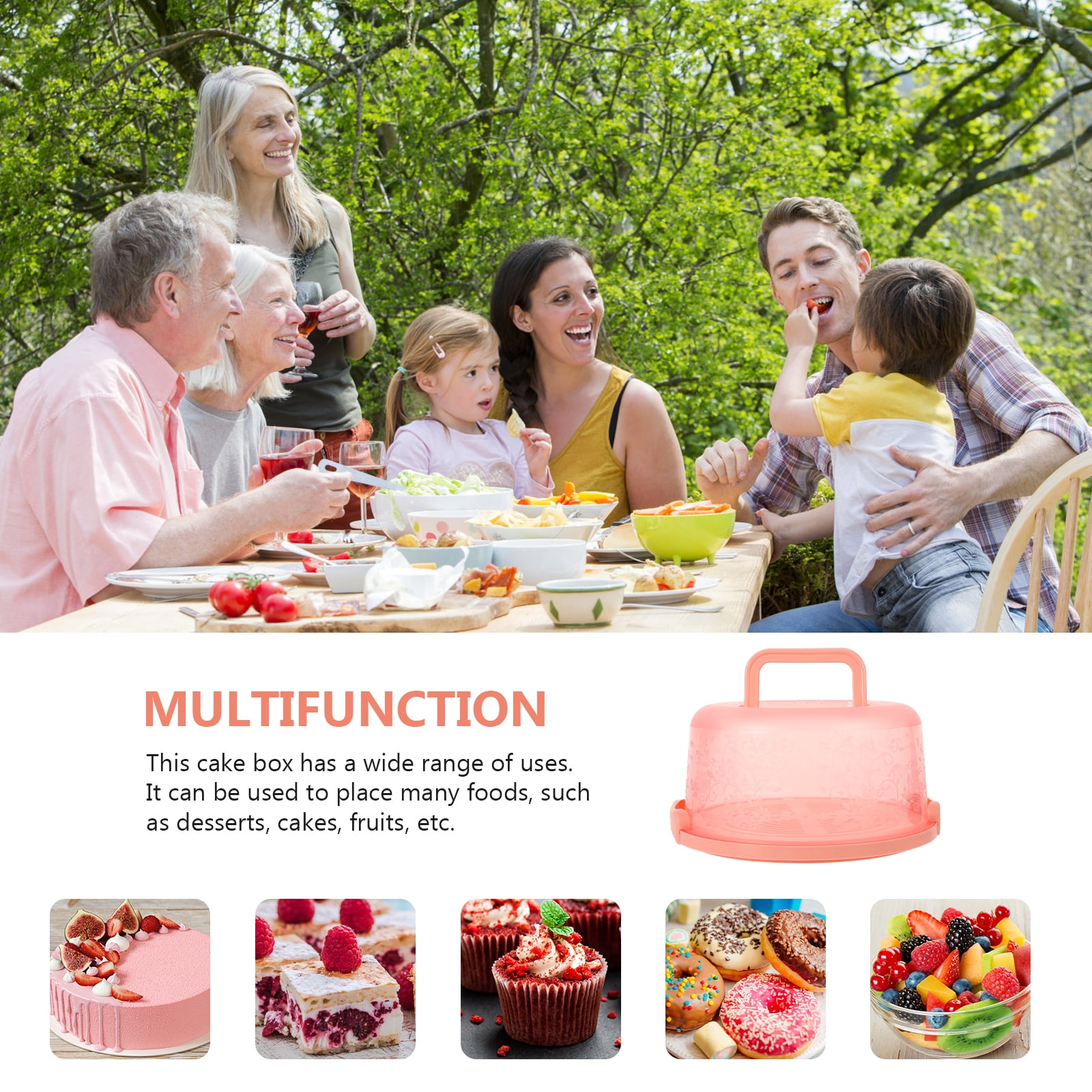 Amosfun Waterproof Pink Portable Cake Box for Outdoor and Indoor Use ...