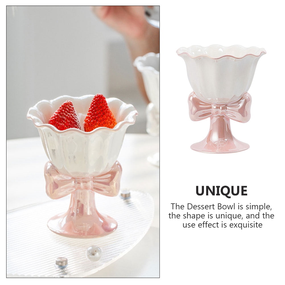 Movtotop Ceramic Ice Cream Footed Dessert Bowl Cup for Ice Cream Milk ...