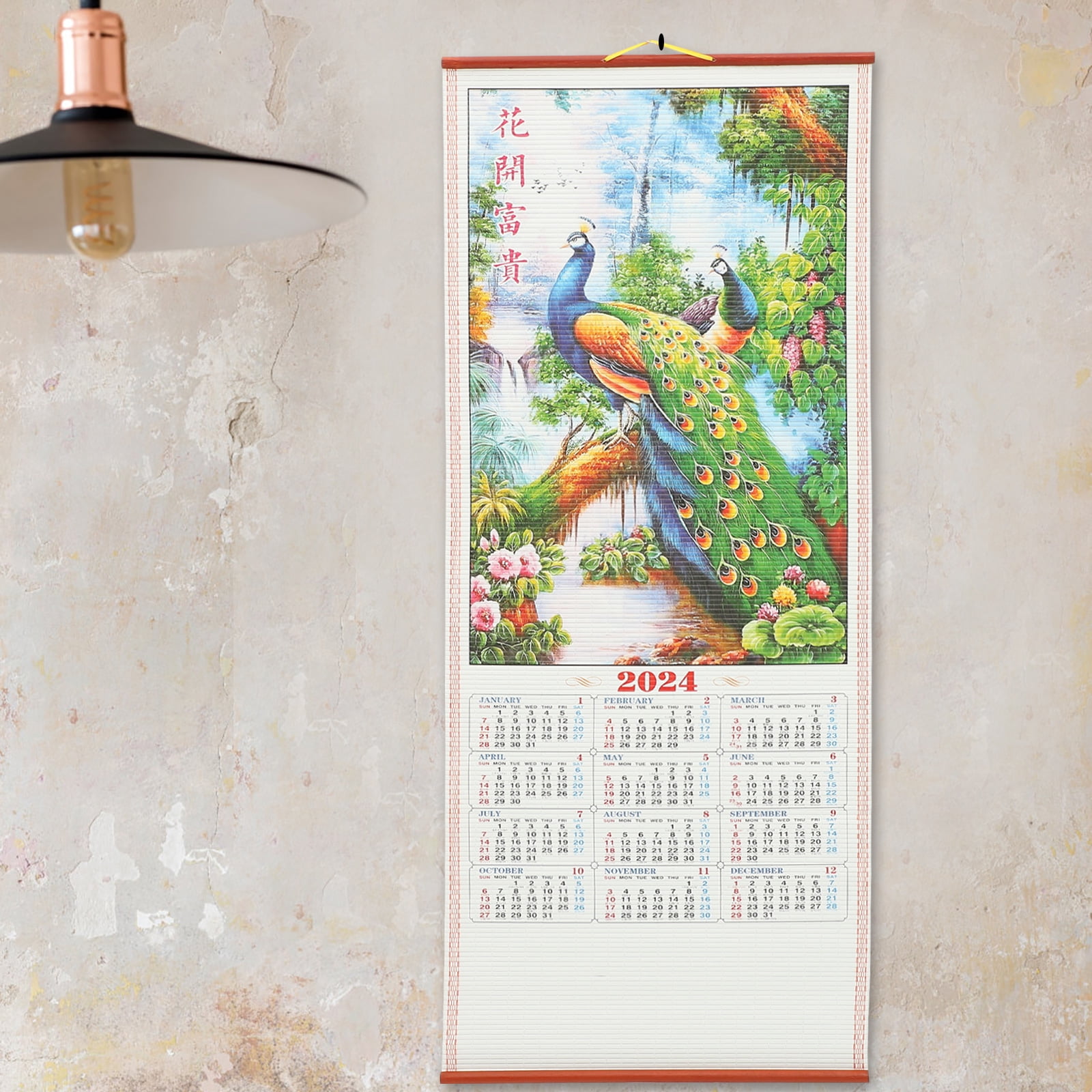 Movtotop Chinese Wall Scroll Calendar,Chinese Style Hanging Calendar ...