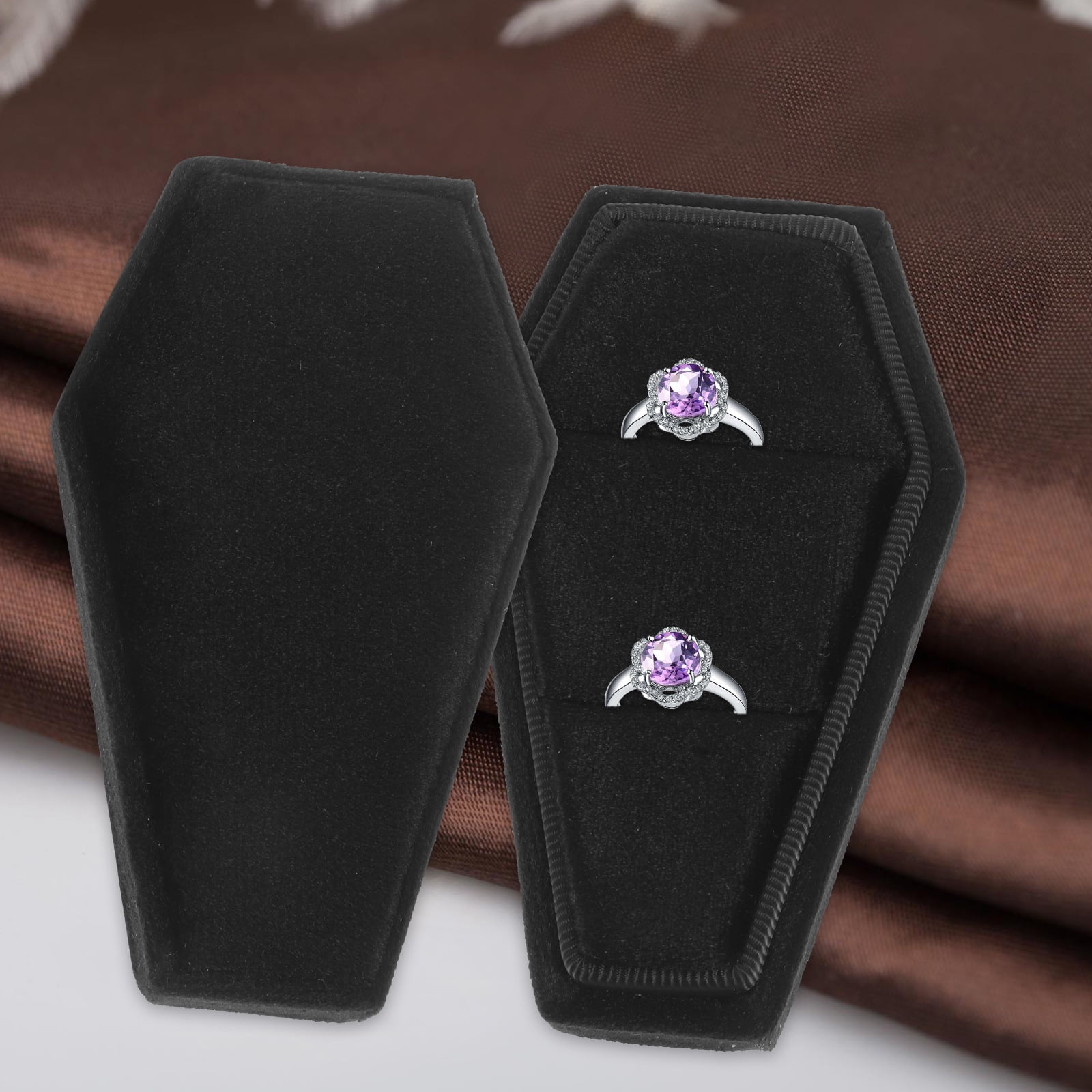 Amosfun Coffin Box Black with Lid and Interior for Organization ...