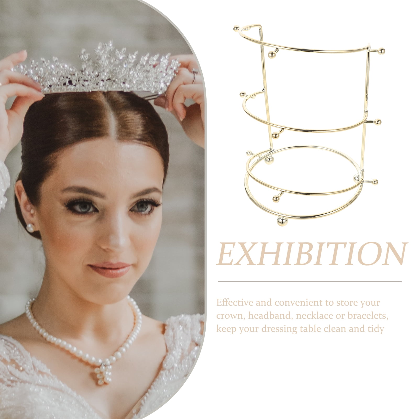 Amosfun Golden Metal Crown Display Rack Elegant Headband Holder ...