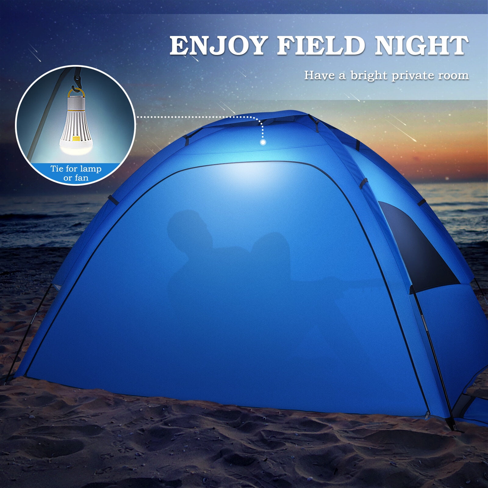 Movtotop MOVTOTOP 2191C Double-door Large Folding Beach Tent Portable ...