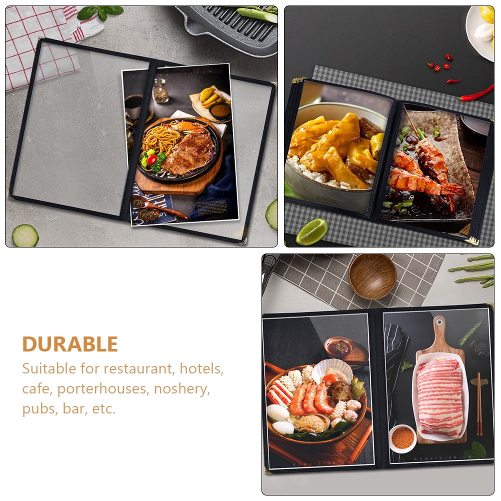 Amosfun Transparent A4 Menu Cover Durable PVC with Elegant Design for ...