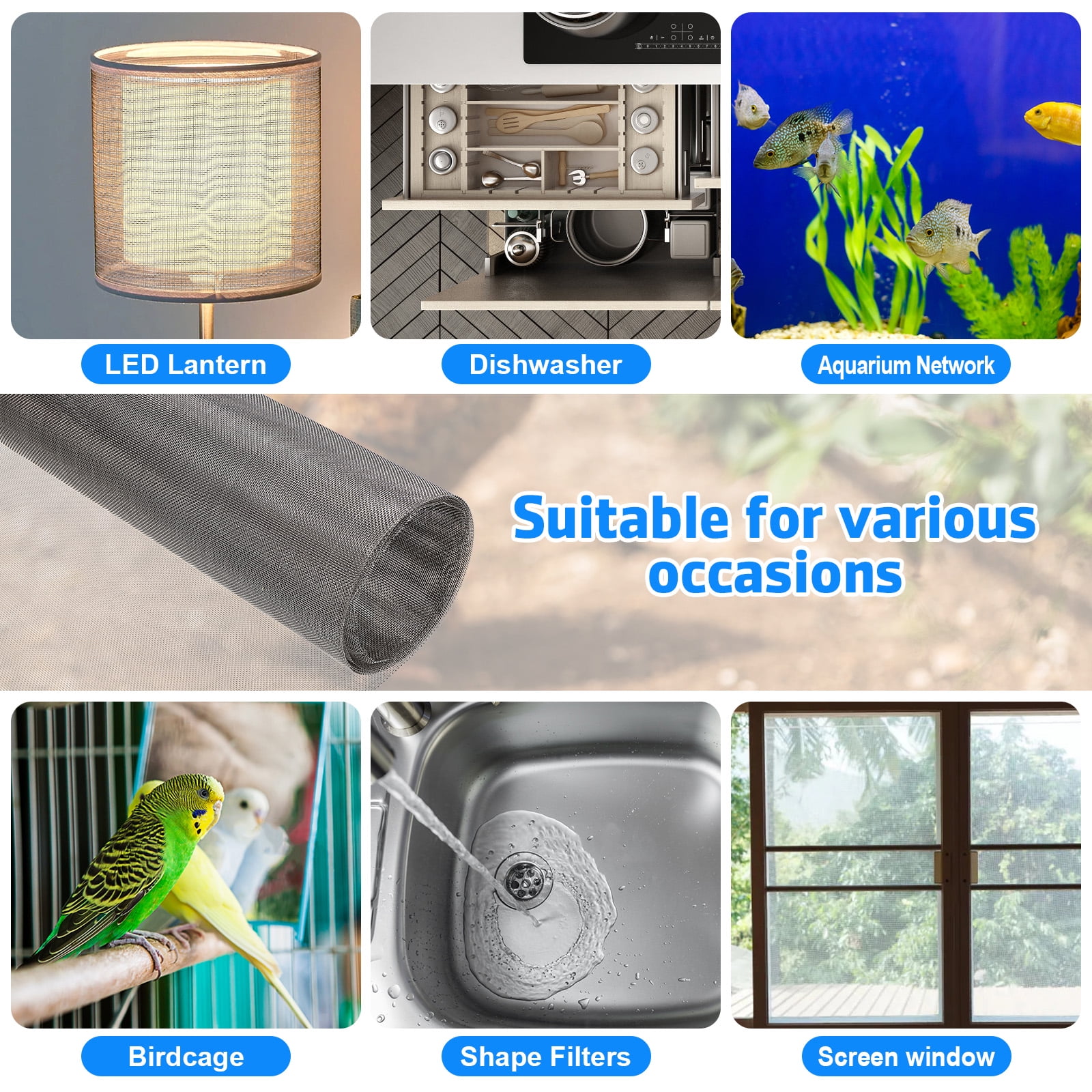 Movtotop Metal Screen Mesh,1 Roll Metal Screen Mesh Stainless Steel ...