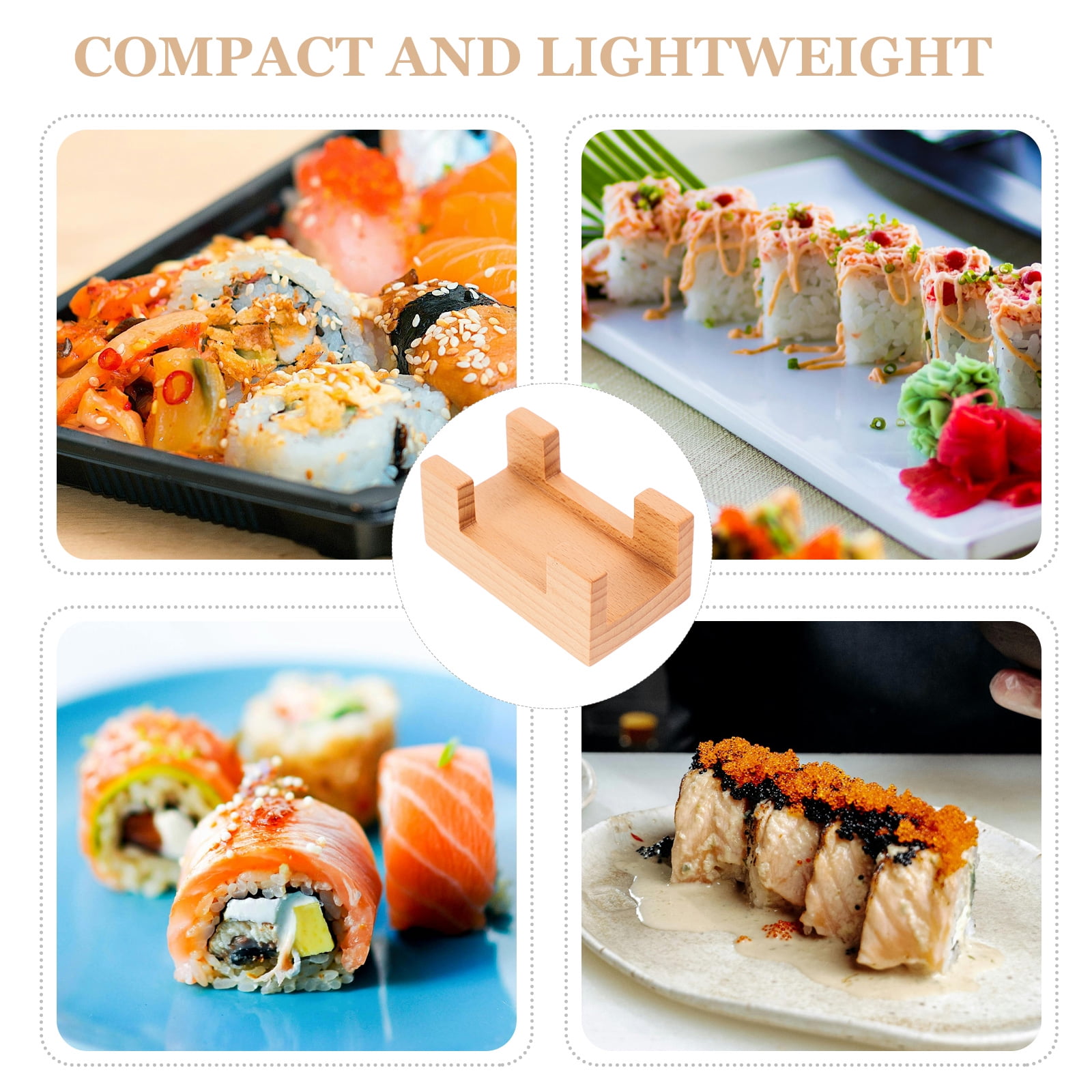 Movtotop Sushi Roll Holder,Urchin Sushi Holder Wooden Sashimi Rack ...