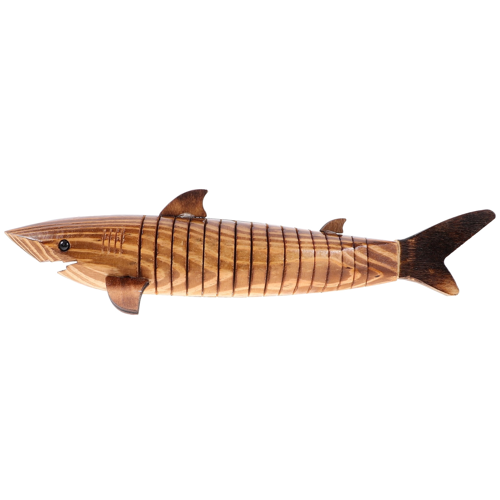 Amosfun Wooden Shark Model Brown Shark Figurine Sculpture for Tabletops ...