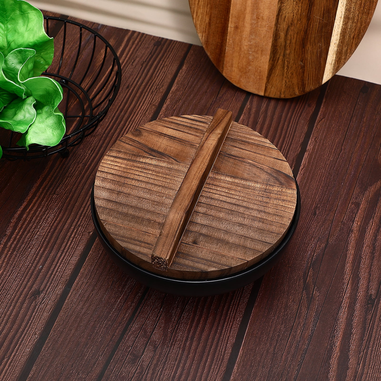 Movtotop Wooden Wok Lid,Wooden Pot Cover Wok Pot Lid Anti-Scalding Wood ...