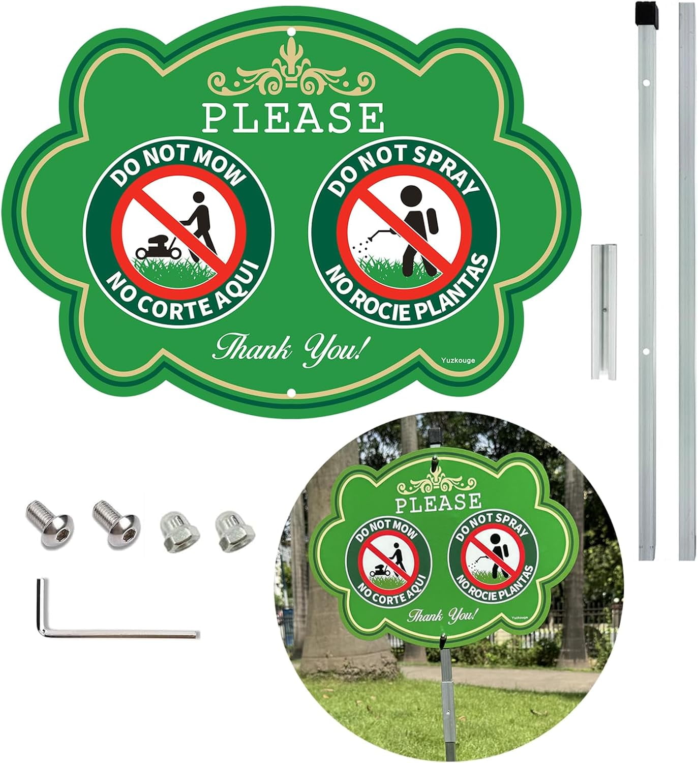 Do Not Mow Do Not Spray Yard Sign with Metal Stake in English and ...