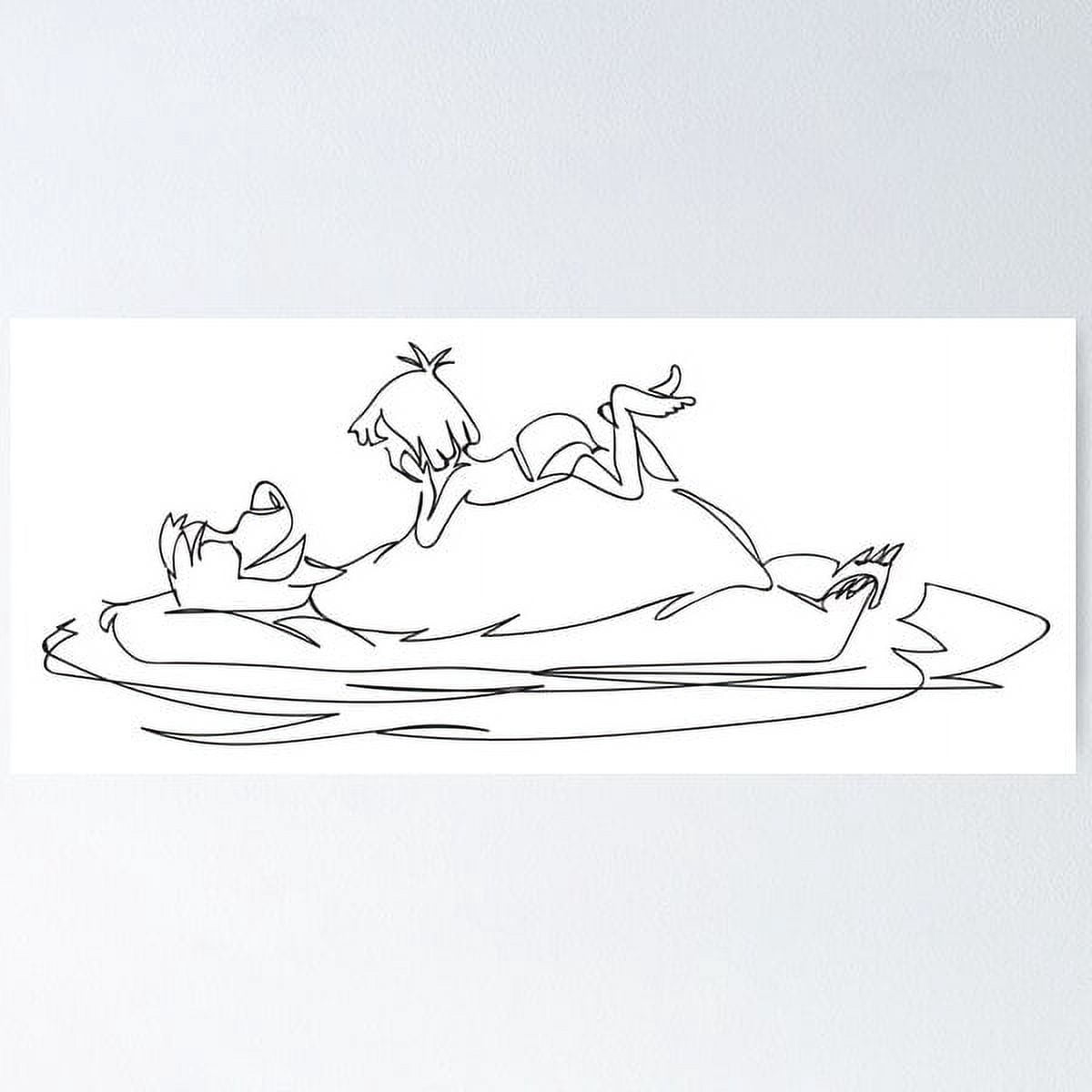 Mowgli And Baloo The Jungle Book One Line Art Poster Wall Art, Modern ...