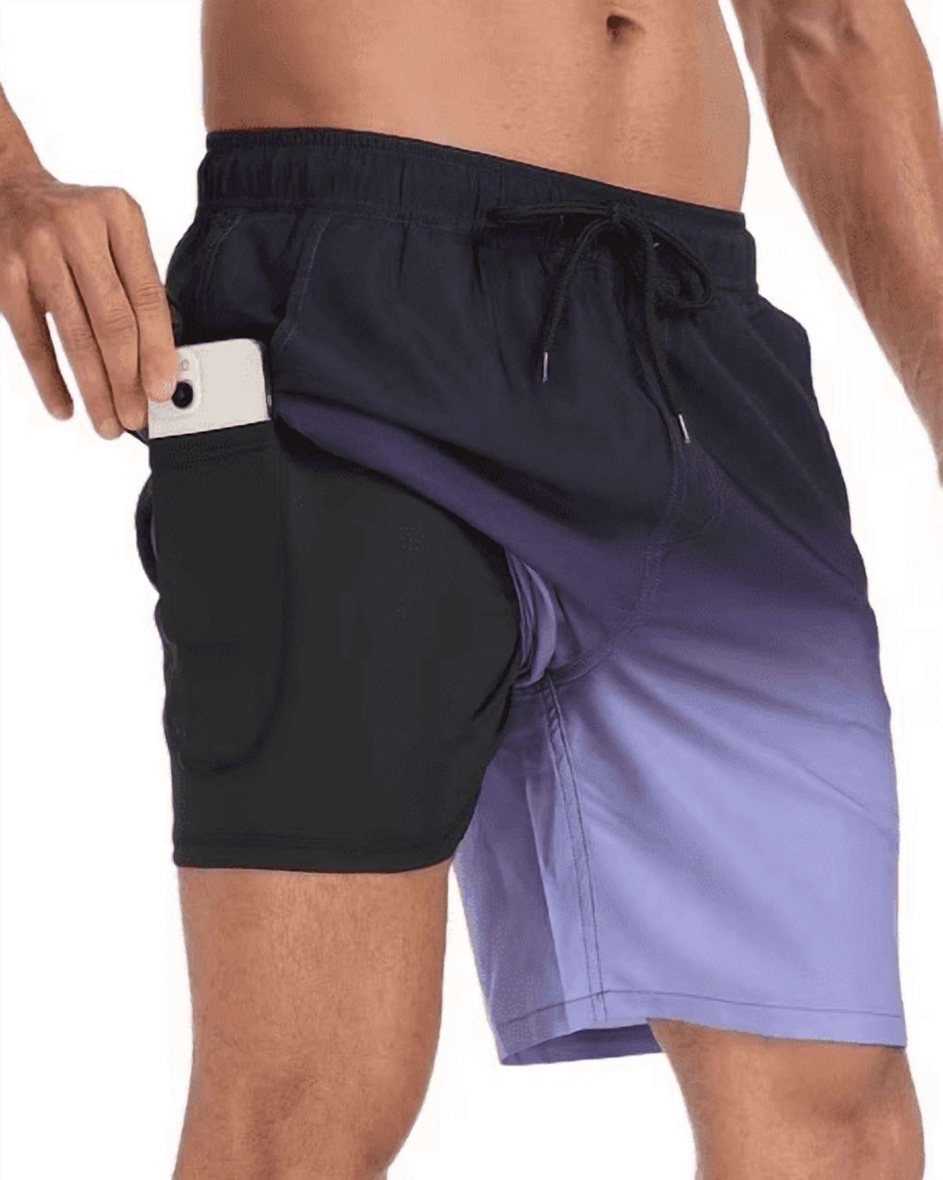 Mowujeit Men’s Quick-Dry 4-Way Stretch Swim Trunks, Compression Liner ...
