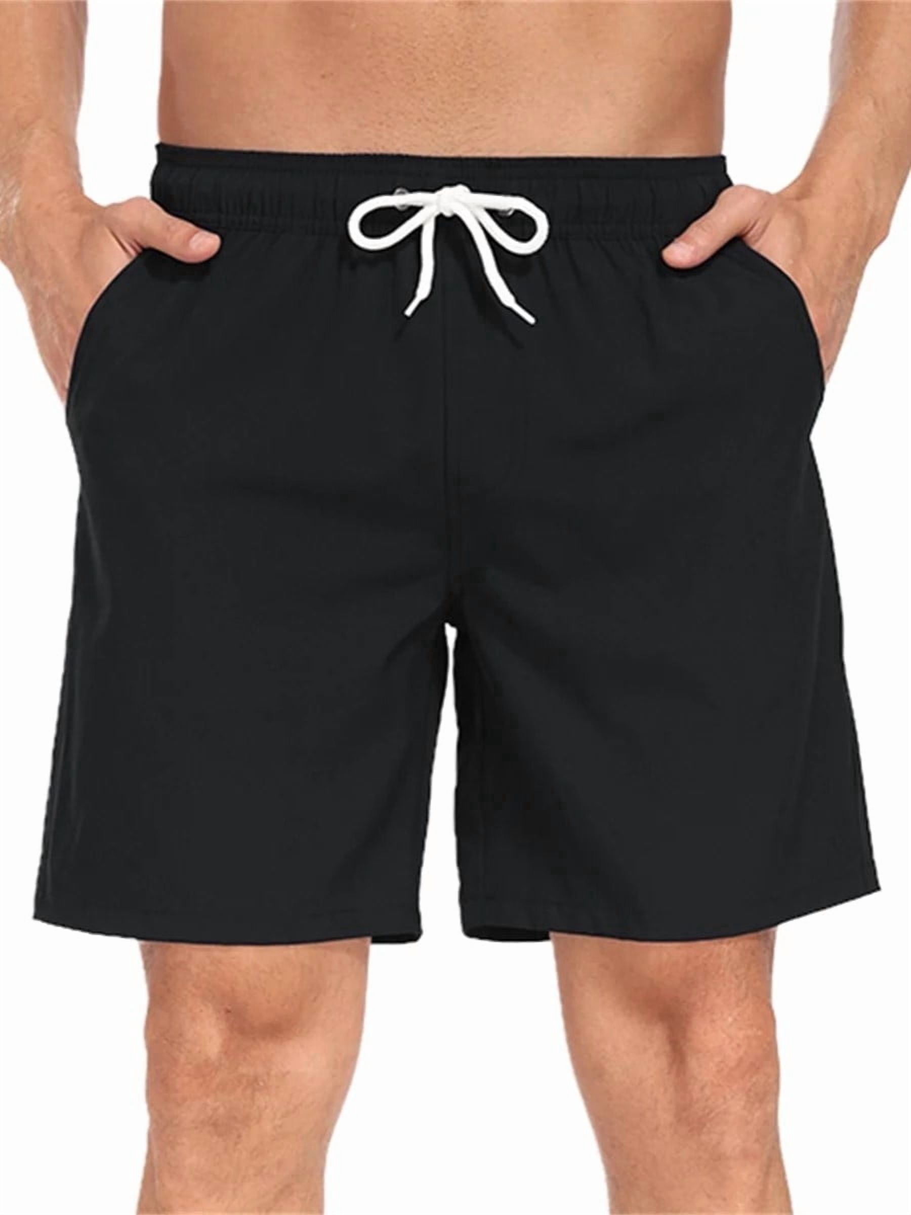 Mowujeit Men's Quick Dry Swim Trunks, Black, Size L, Polyester with ...