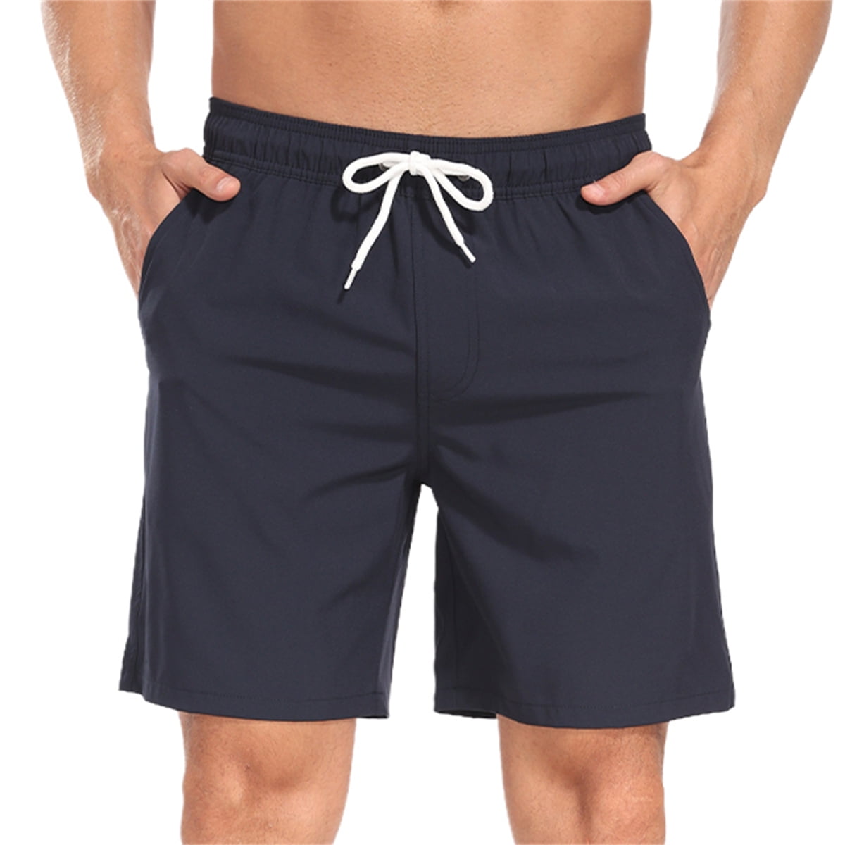 Mowujeit Men's Quick Dry Solid Swim Trunks with Mesh Liner - Summer ...