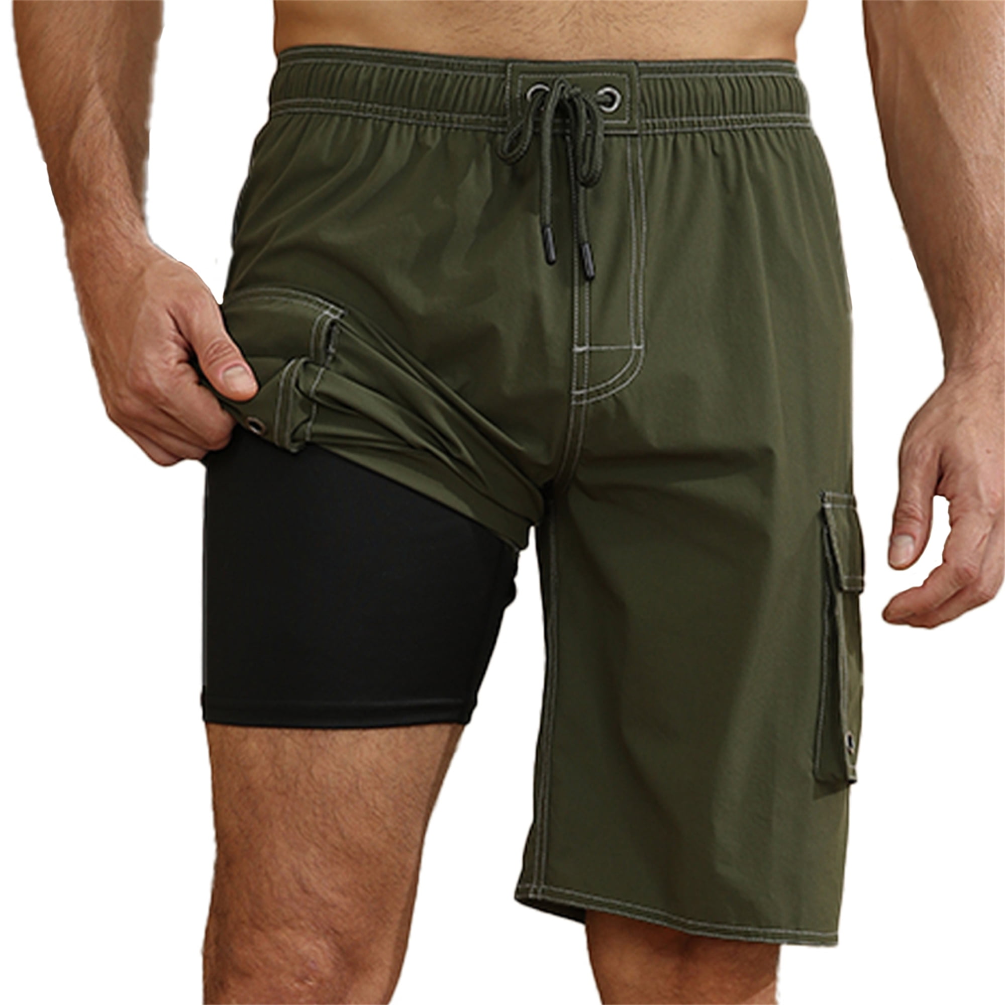 Mowujeit Men's Quick Dry Swim Trunks with Compression Liner Summer ...