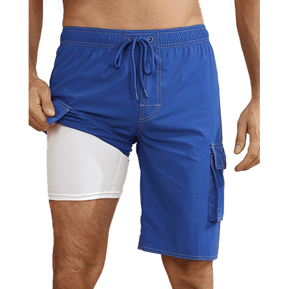 Conairie Men's Swim Trunks Color Block Elastic Waist Quick Dry Liner ...