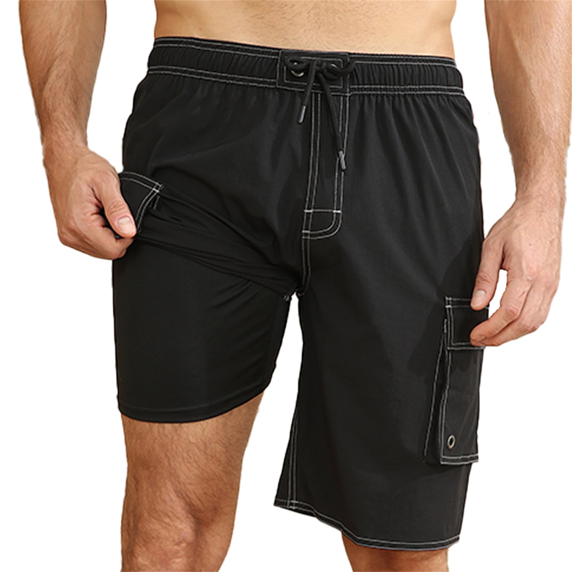 Mowujeit Mens Swim Trunks with Compression Liner Quick Dry Sports Beach ...