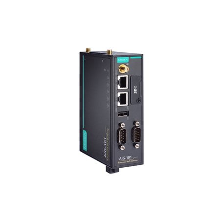 Moxa AIG-101-T-US, 2-port Modbus RTU/ASCII/TCP to MQTT/Azure/AWS Cloud-ready gateway, US region ...