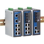 Moxa EDS-405A-MM-ST-T, Ethernet Switch, Managed, 5 Port, 2 Multi-Mode Ports, ST Connector, Wide ...