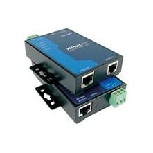 Moxa NPort 5210 w/ adapter, 2 port device server, 10/100M Ethernet, RS-232, RJ45 8pin, 15KV ESD ...