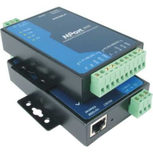 MOXA NPort 5230 2-Port Device Server, 10/100 Ethernet, RS-232 x 1, RS-422/485 x 1, Terminal ...