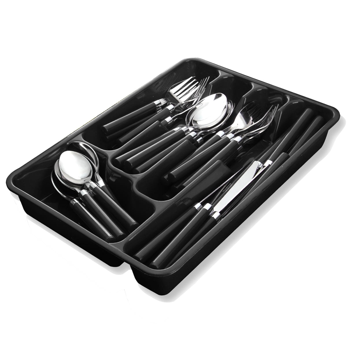 Moxinox Black 48 Piece camping Silverware set with Organizer, plastic ...