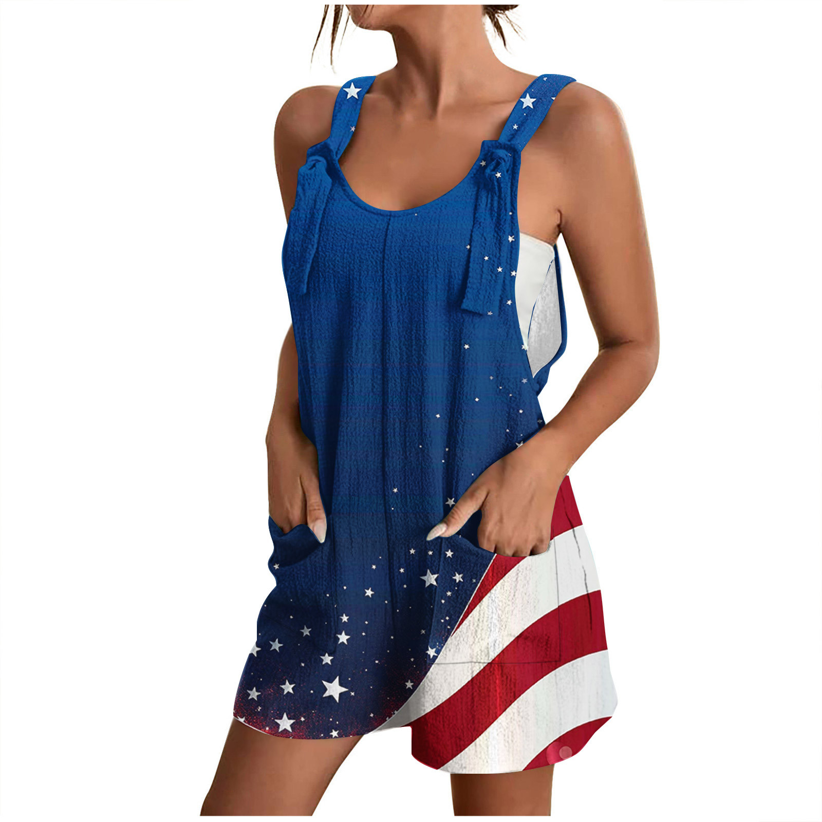 Moxiu American Flag Romper for Women Summer Casual 2025 Jumpsuits Loose ...