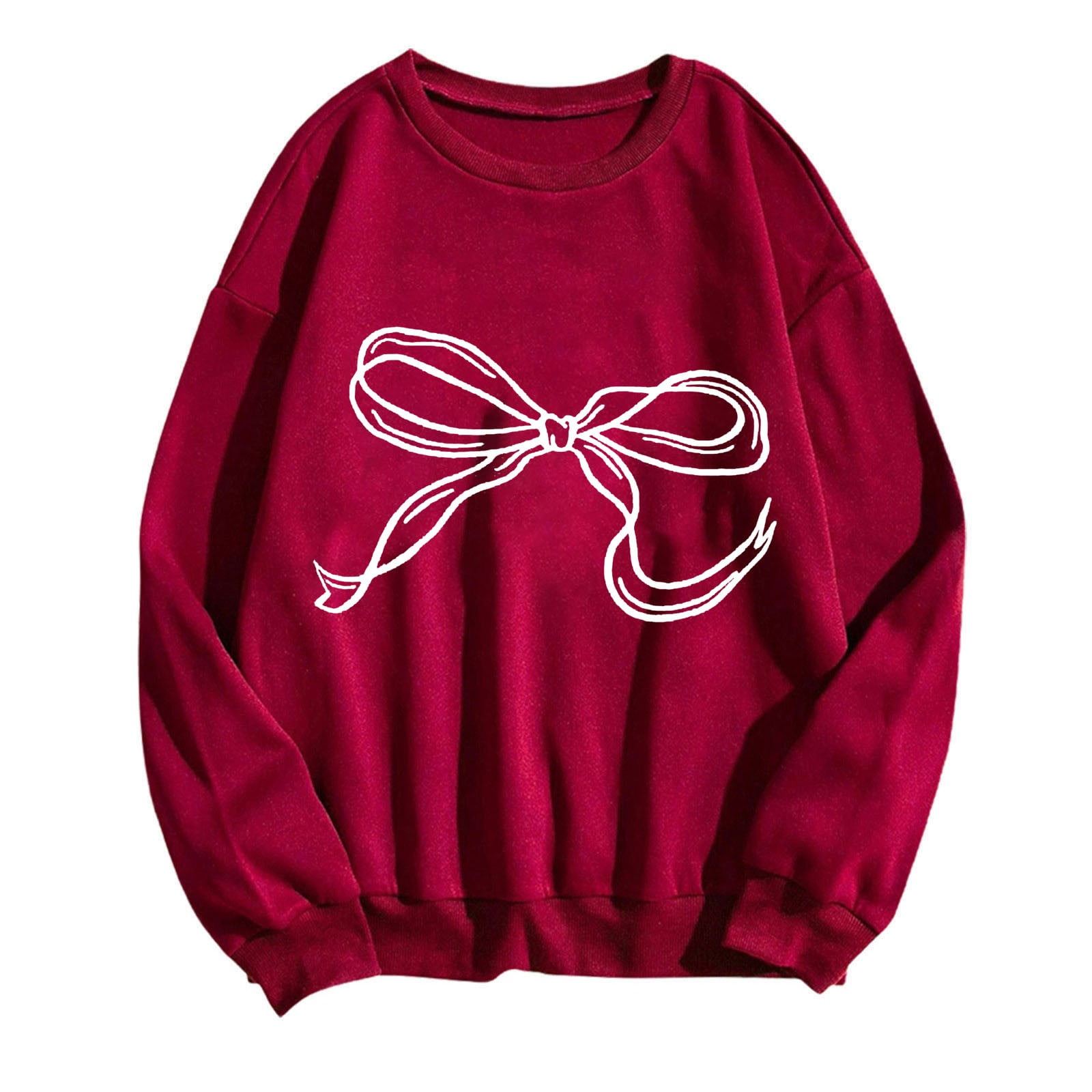 Moxiu Cute Bow Graphic Sweatshirts for Women Aesthetic Crewneck ...